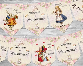 Alice in Wonderland Party Bunting/banner Digital Download - Etsy