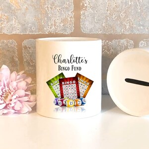 Personalised Bingo Fund Money Box Ceramic Savings Pot Gift Idea ...
