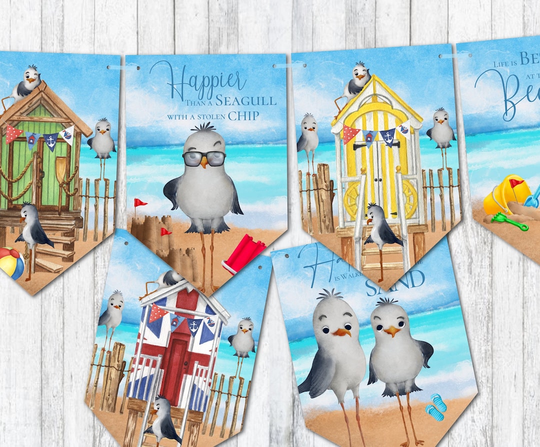 Beach Hut Bunting Novelty Summer Decoration - Sea, Sand, Beach Huts ...