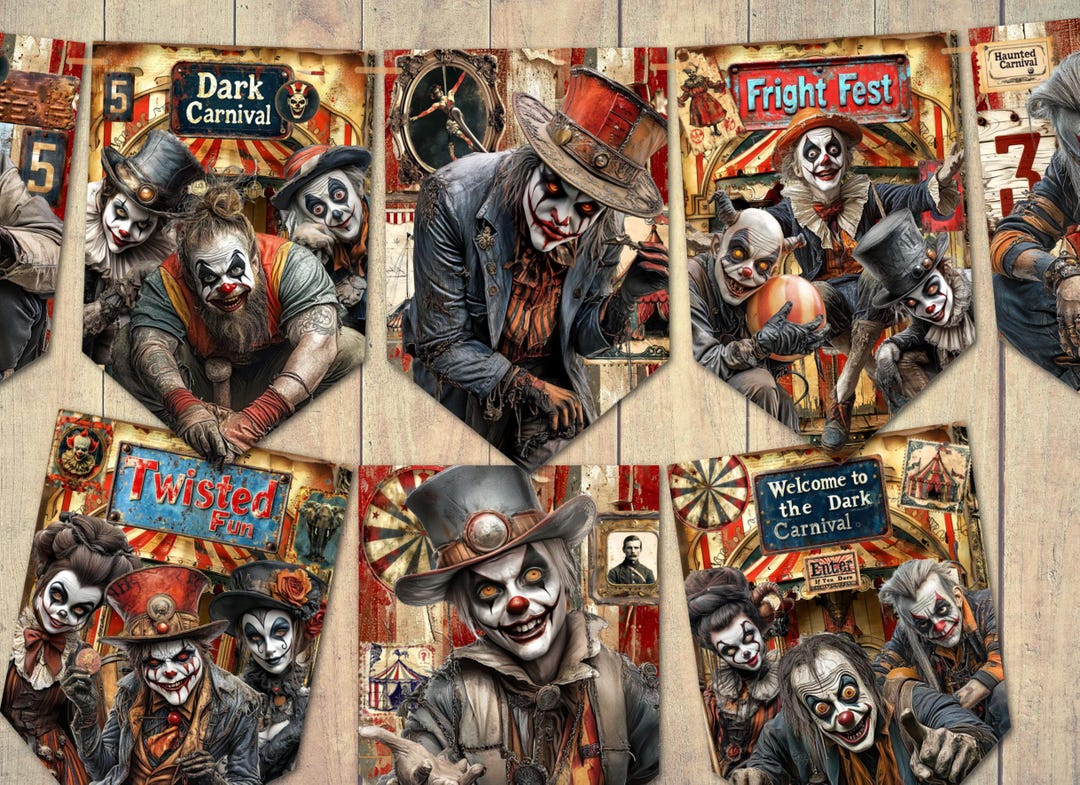 Dark Carnival Twisted Horror Circus Fairground Bunting Halloween ...