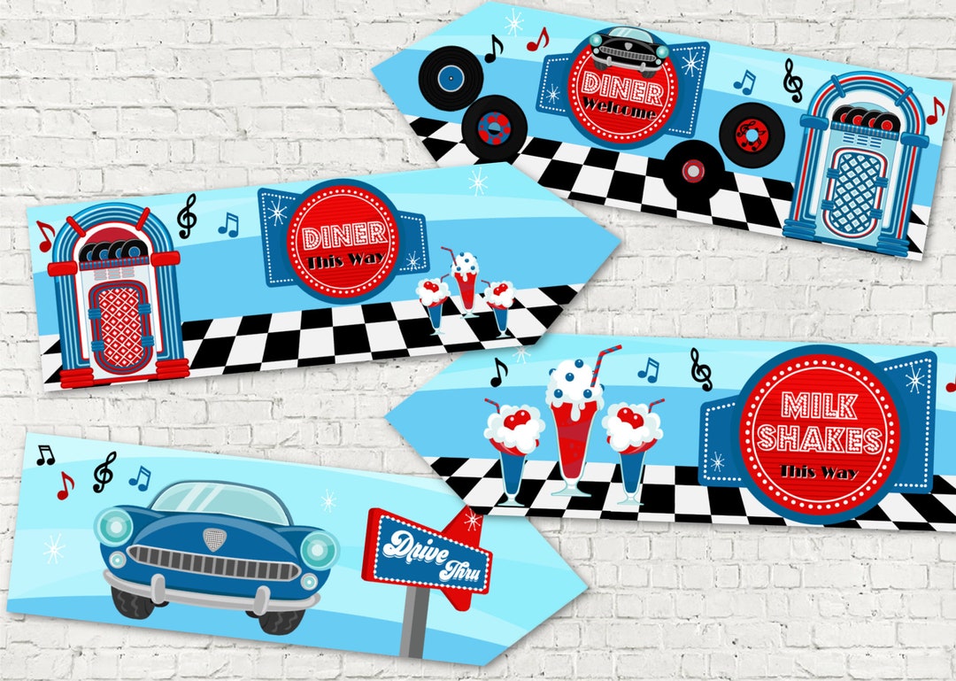 Retro 50's Red & Blue American Diner Party Decoration Arrows - Etsy