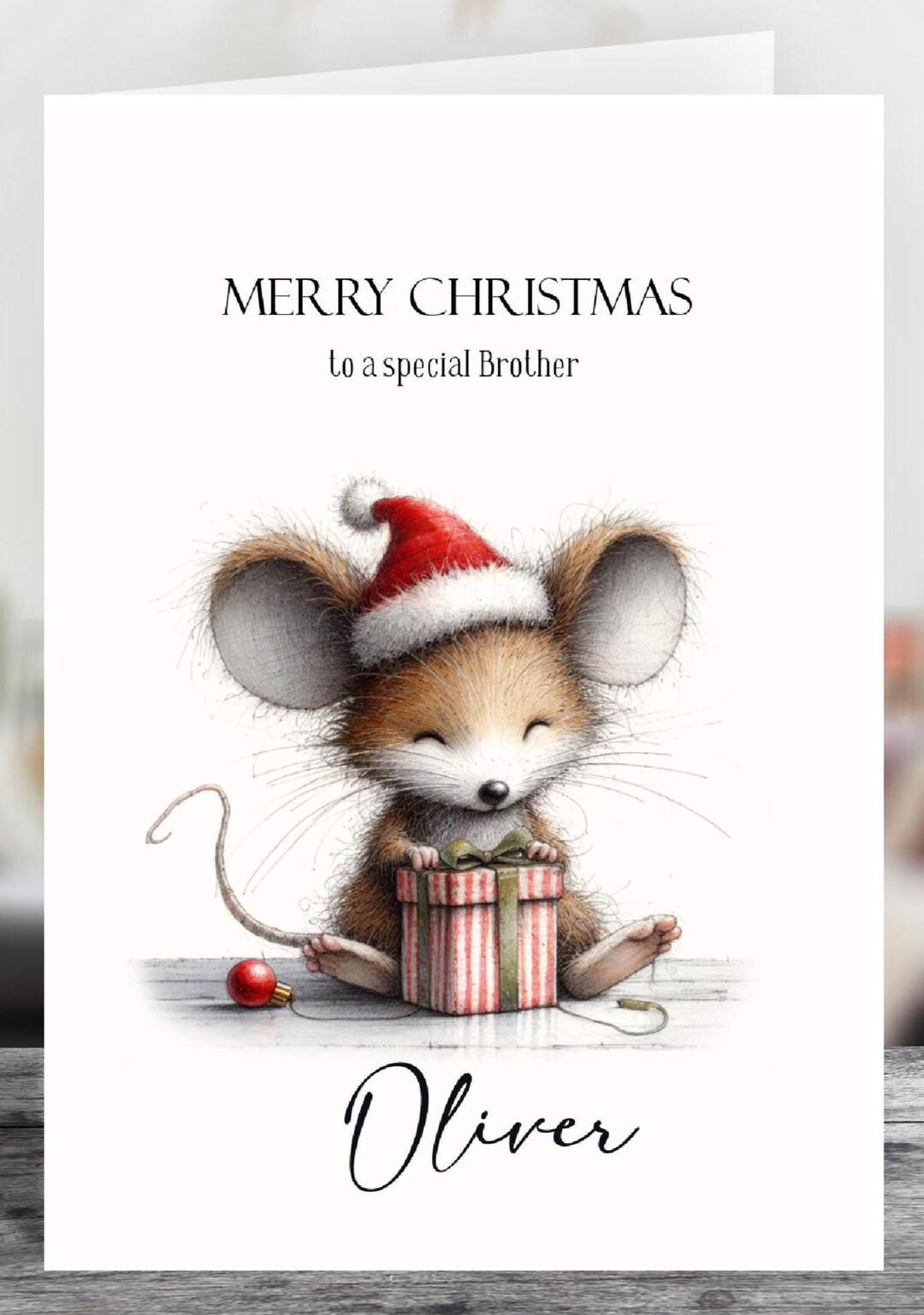 Personalised Scruffy Mouse and Present Glossy Novelty Christmas ...
