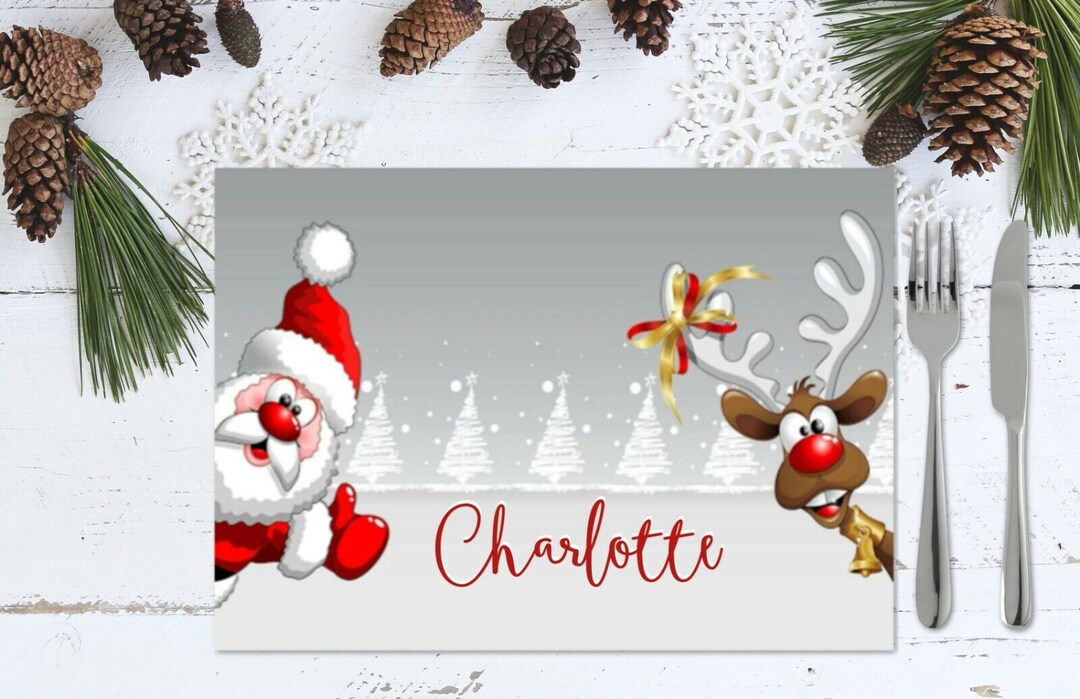 Personalised Laminated Christmas Santa & Rudolph Table Place Mat - Etsy