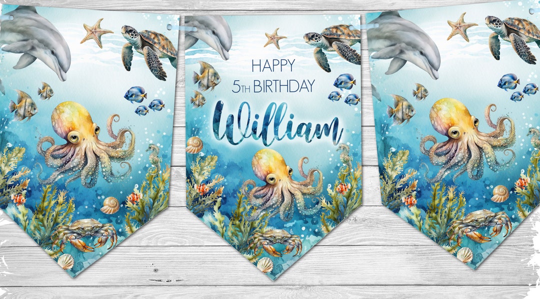 Personalised Nautical Sea Life Under the Sea Bunting/banner & Ribbon - Etsy