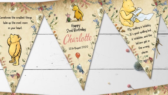 Personalised Winnie the Pooh Vintage Style Wildflowers Bunting - Etsy