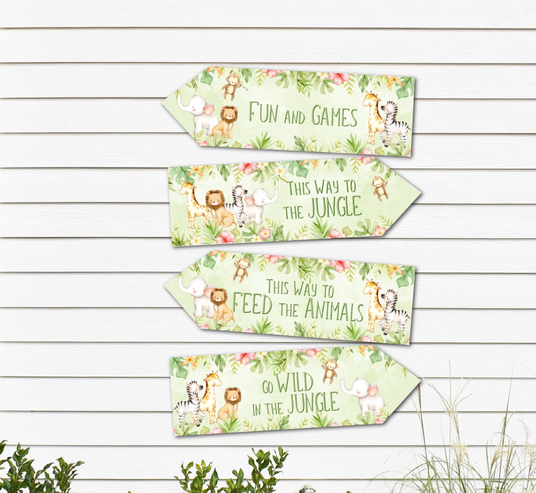 4 Go Wild in the Jungle Safari Animal Party Decor Arrows - Can Be ...