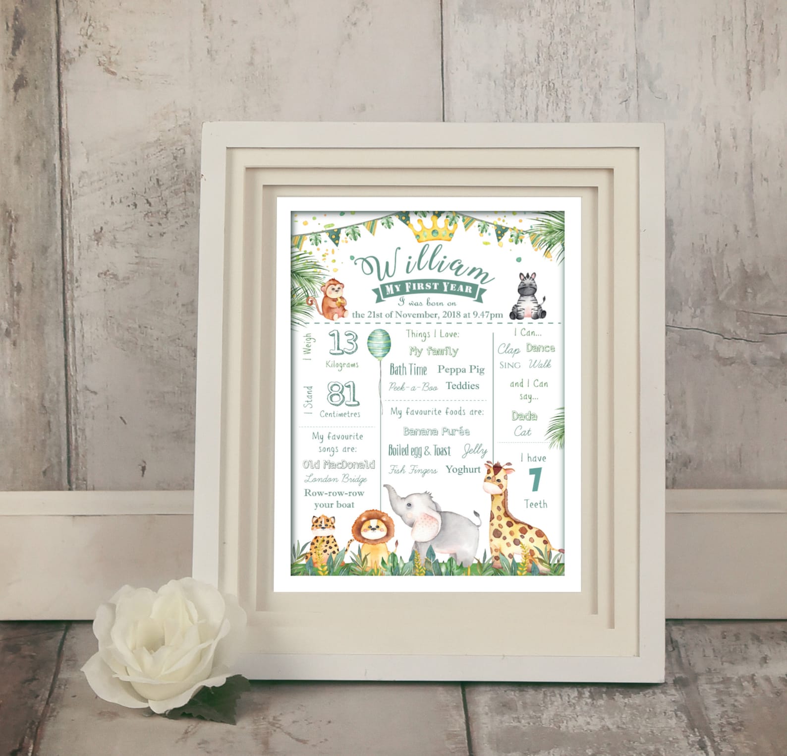 Jungle Safari Milestone First Year Print Sign Birthday - Etsy