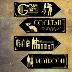 Set of 4 Gatsby 1920's Theme Party Art Deco Decoration Arrow Signs ...