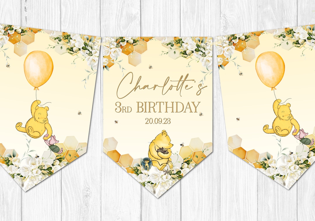 Personalised Winnie the Pooh Bunting Baby Shower, Birthday, Christening ...