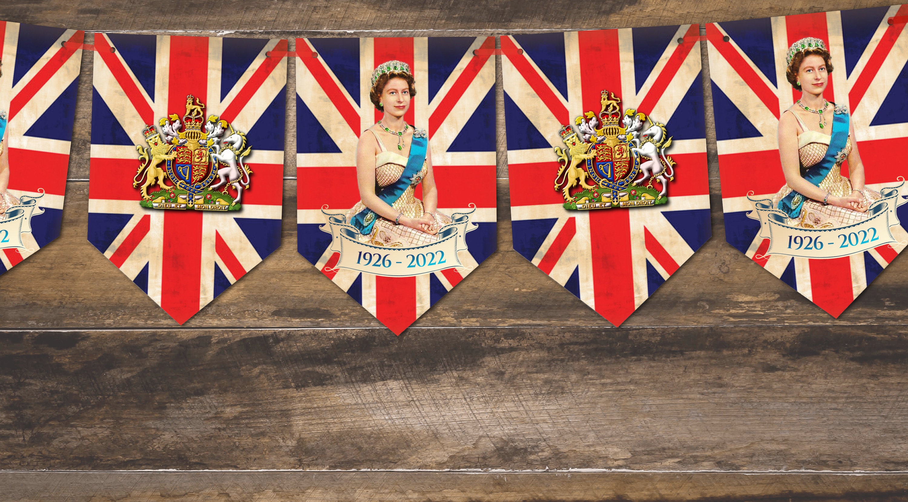 Queen Elizabeth II Bunting Vintage Style Union Jack - Etsy UK