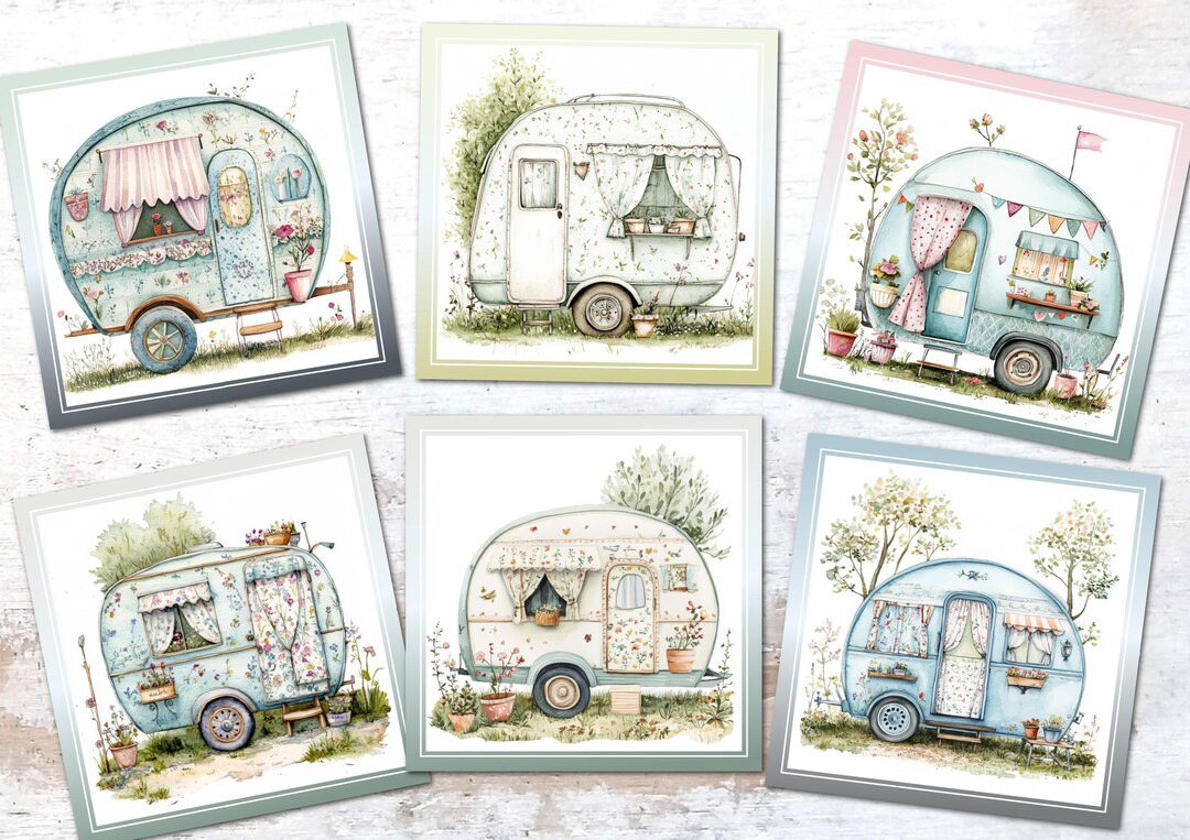 Shabby Chic Caravan Card Toppers for Card Making - 3.5" - Etsy
