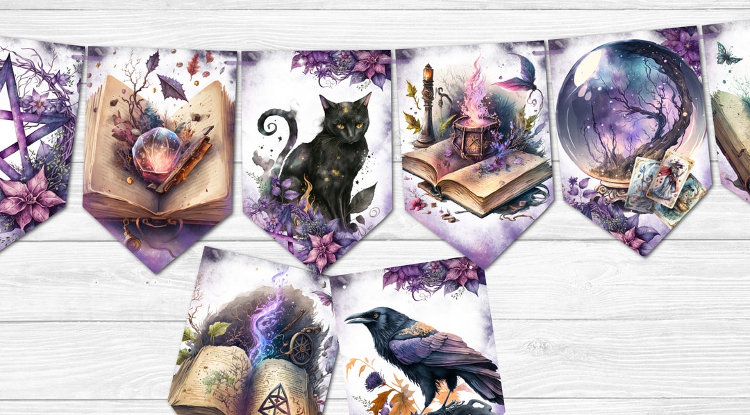 Wiccan Magic Bunting - Mystical Gothic Pagan Magic Spells Halloween ...