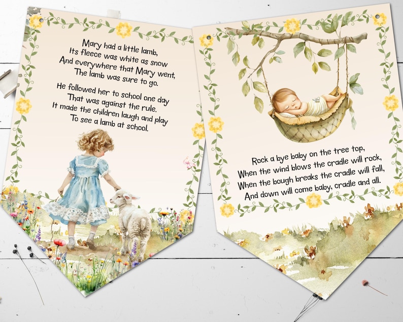 Children's Nursery Rhyme Lemon Floral Bunting & Ribbon - Etsy