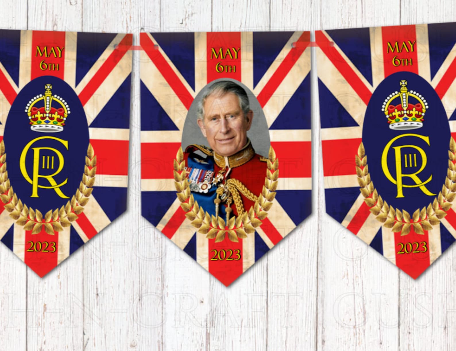 King Charles III Coronation Bunting Vintage Style Union Jack - Etsy UK