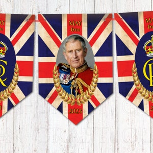 King Charles III Coronation Bunting Vintage Style Union Jack - Etsy UK