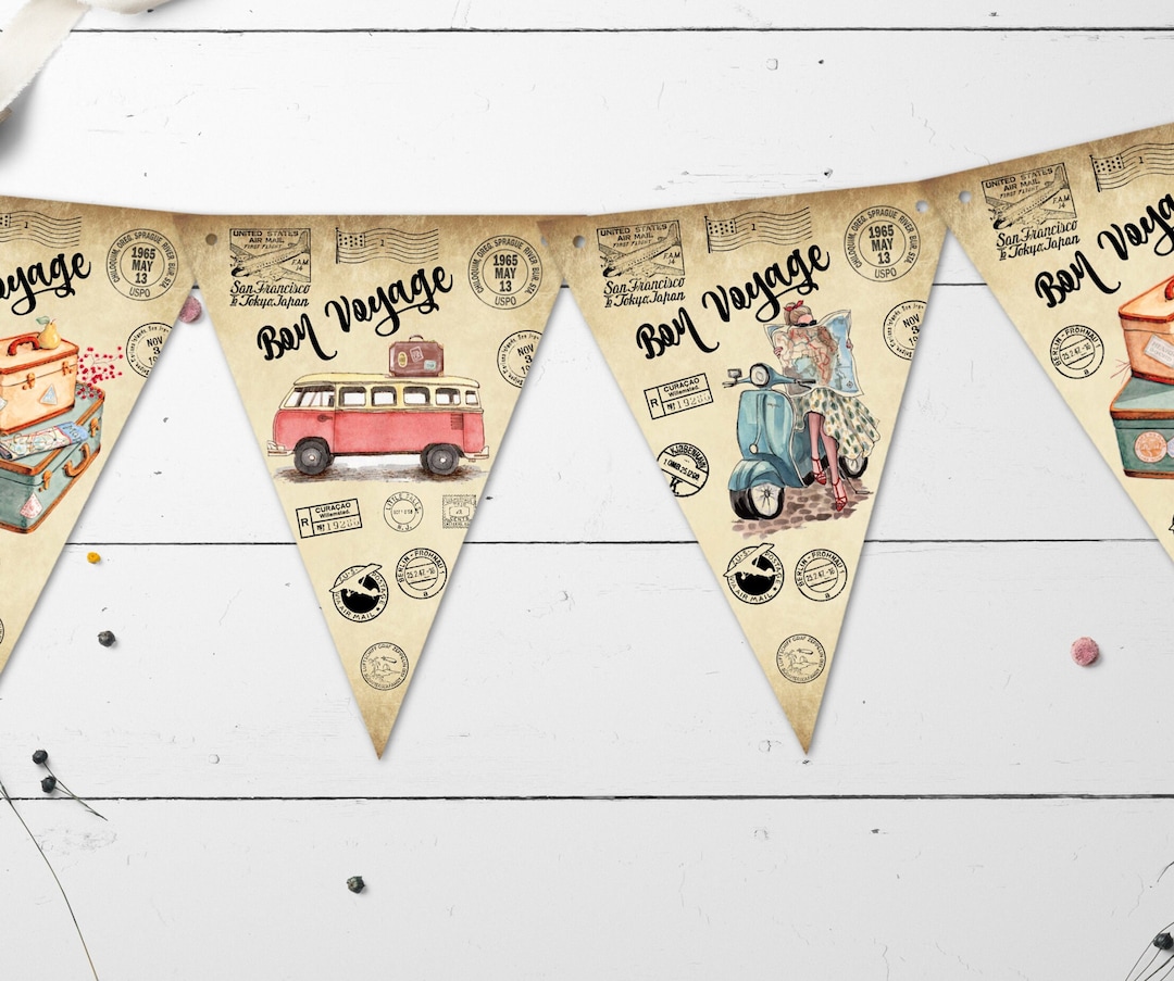 Bon Voyage Travel Bunting/banner With Organza Ribbon - Etsy
