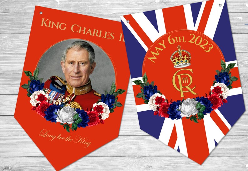 King Charles III Coronation Bunting Street Garden Party Celebration ...