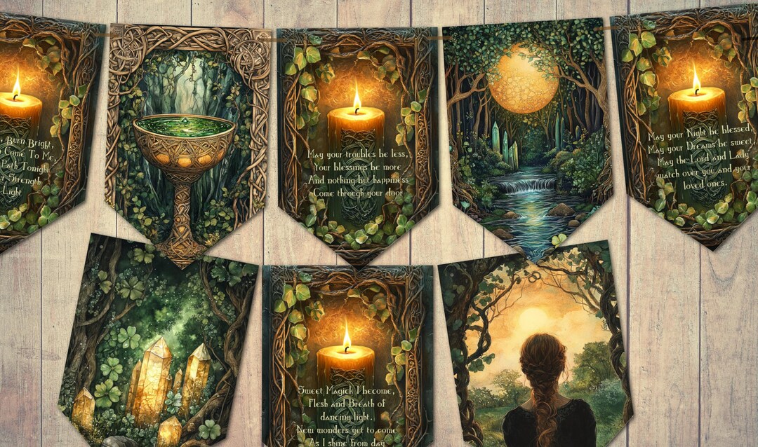 Rustic Wiccan Pagan Blessings & Prayers Woodland Bunting/banner and ...