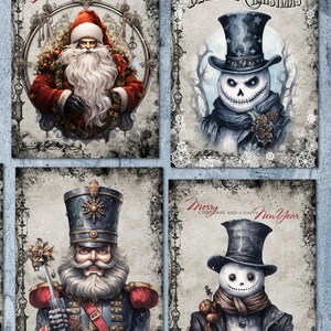 8 Christmas Gothic Style ATC Tags/toppers Card Making Gift Tags Cards ...