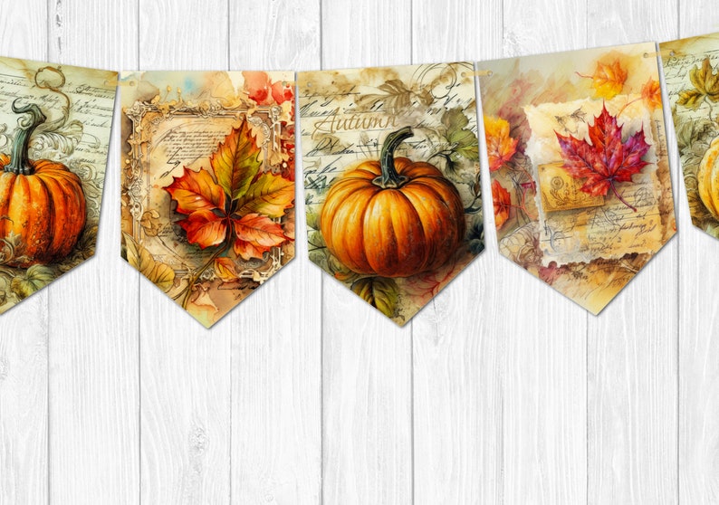 Pumpkin Autumn Harvest Bunting Halloween Thanksgiving Decoration - Etsy