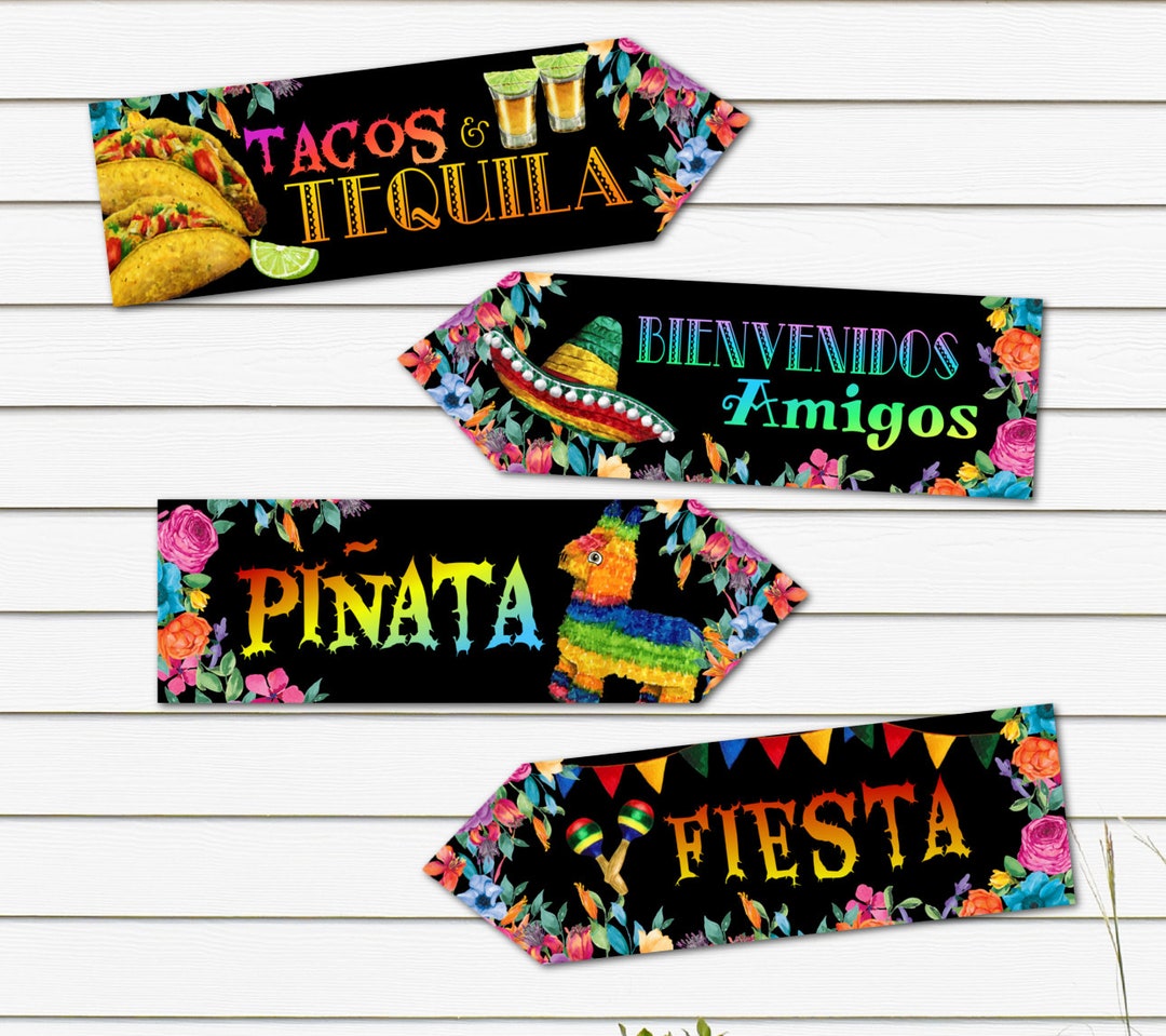 4 Tropical Hawaii Flamingo Aloha Luau Party Decoration Signs Arrows ...