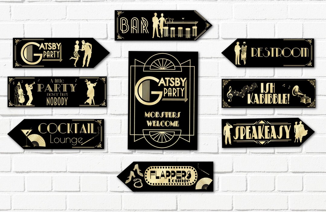 Gatsby Flapper Speakeasy Party Art Deco 1920's Arrows & Signs ...