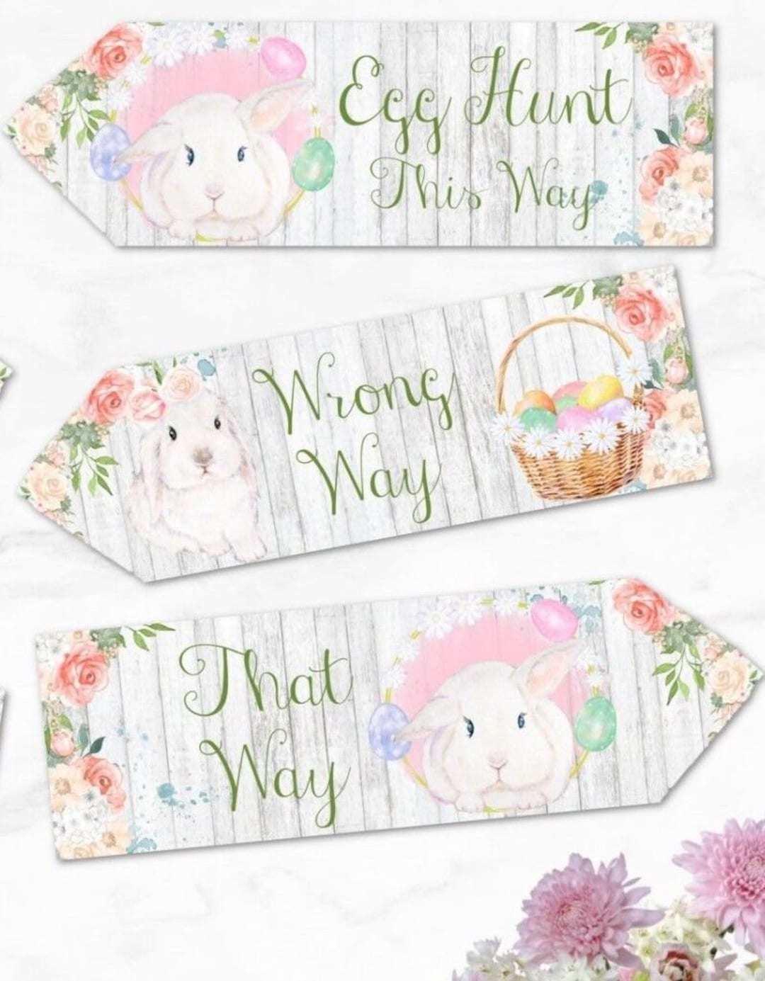 6 White Rabbit Easter Egg Hunt Decoration Arrows - Etsy