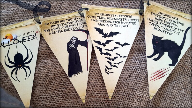 Halloween Bunting/banner Vintage Rhymes and Images - Etsy UK