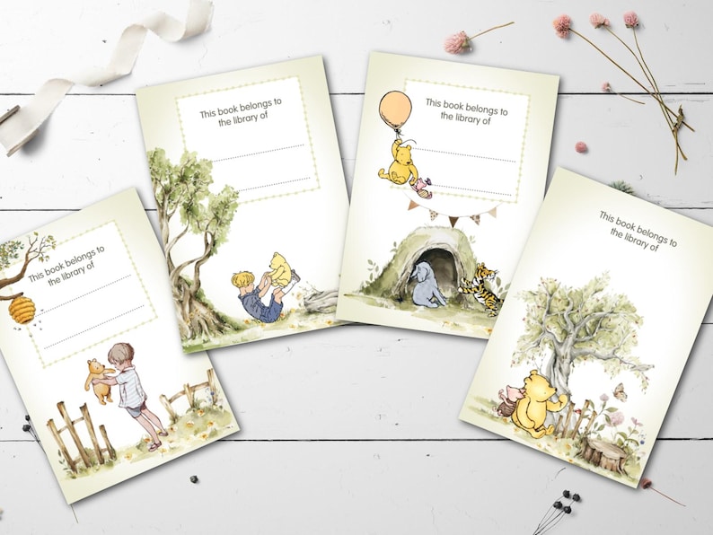 8 Large Self Adhesive Winnie the Pooh 'this Book Belongs To' Bookplates ...