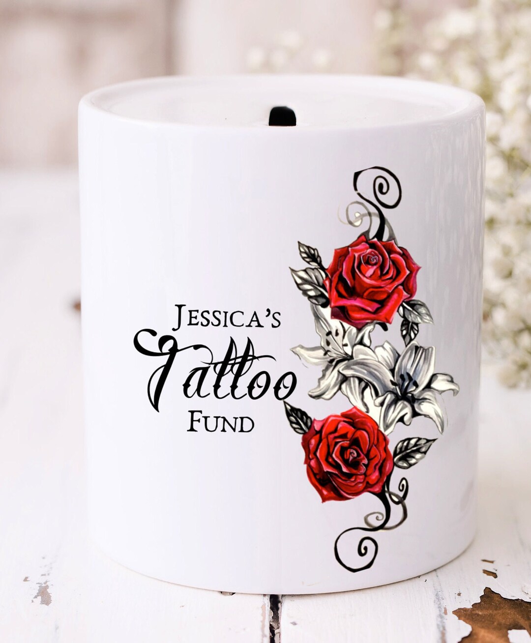 Personalised Ceramic Tattoo Fund Money Box Savings Pot Gift Idea - Etsy