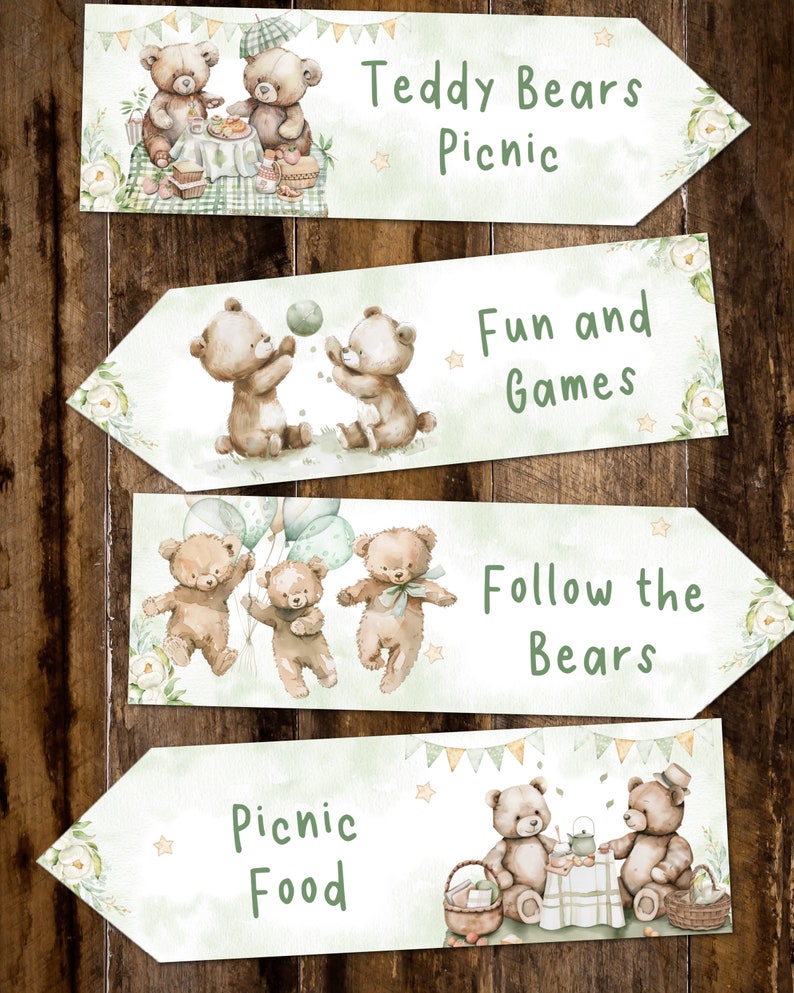 4 Teddy Bears Picnic Arrows Party Decoration Signs - Etsy Australia