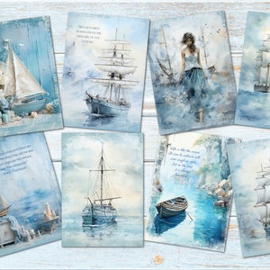 8 Nautical Ship Quotes Watercolour Style Card Making Tags Cards - Etsy