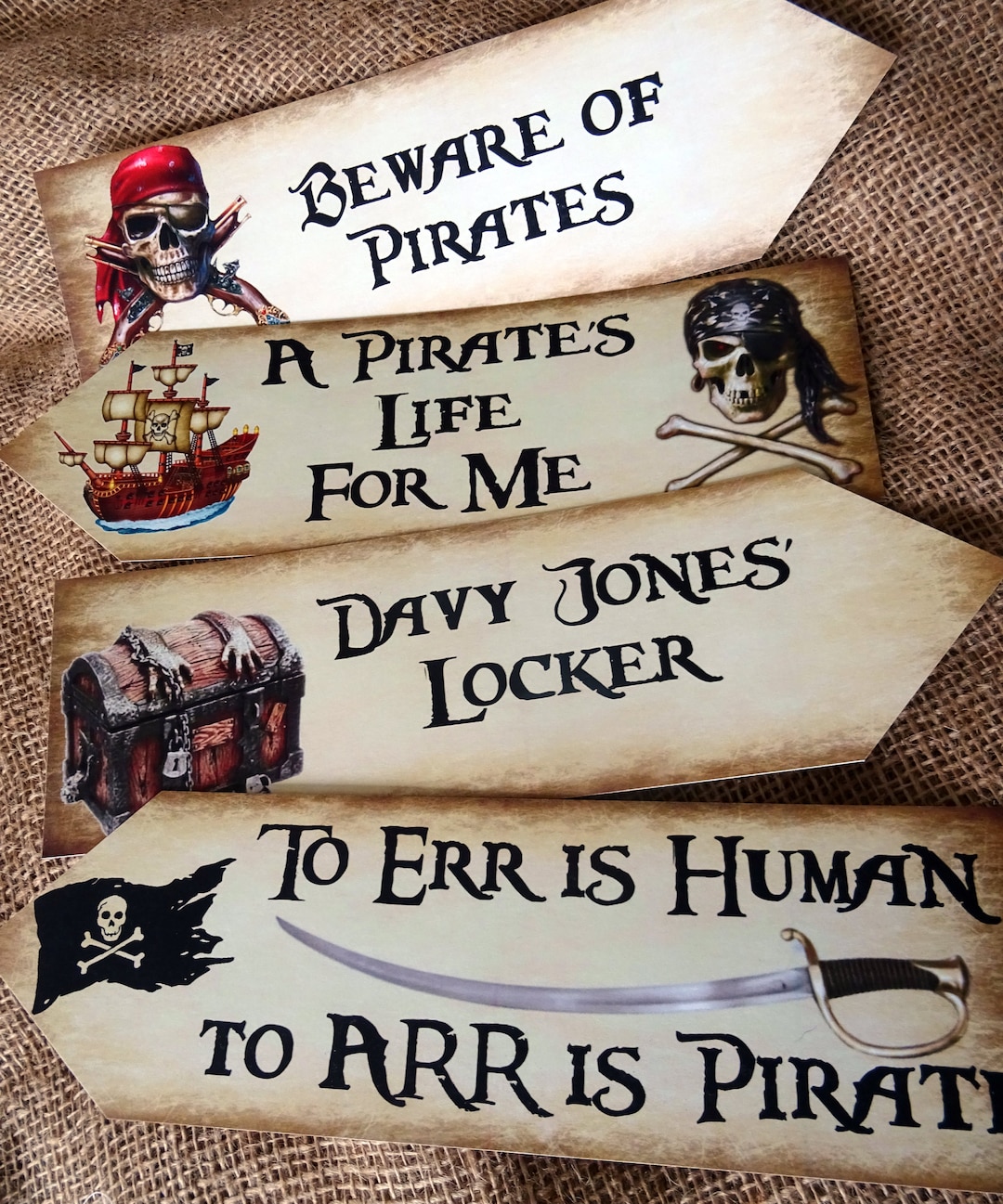 Set of 4 Pirate Skull & Crossbones Party Decoration Arrows Signs - Etsy