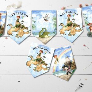 Neverland Peter Pan Bunting Banner & Ribbon - 8 Flags - Etsy