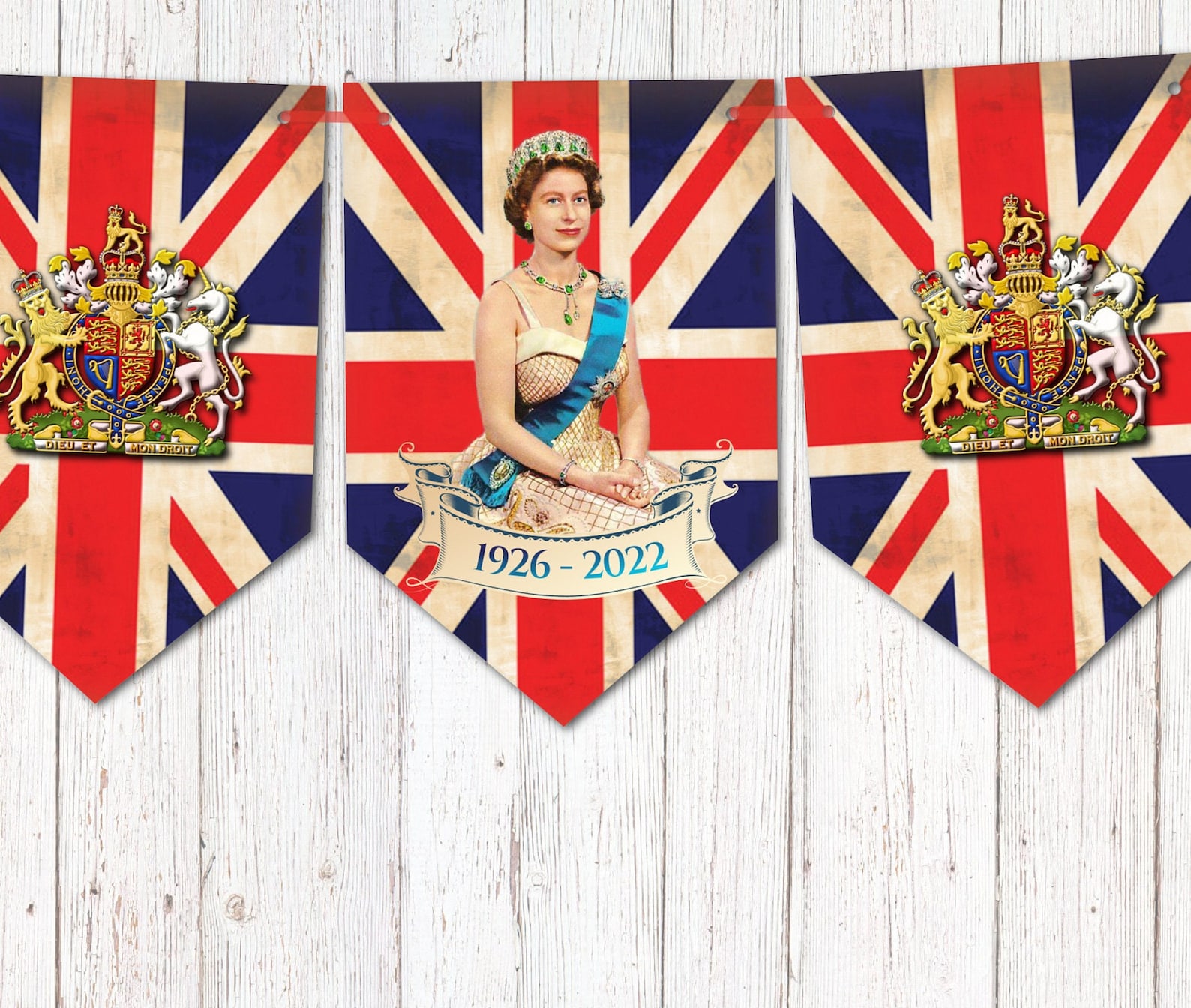 Queen Elizabeth II Bunting Vintage Style Union Jack - Etsy