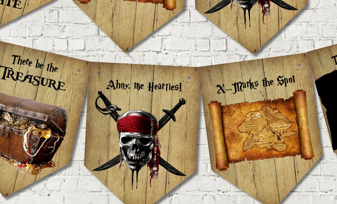Pirates Party Decoration Bunting/banner & Ribbon - Etsy