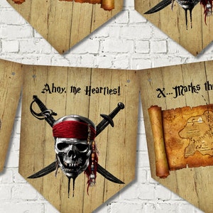Pirates Party Decoration Bunting/banner & Ribbon - Etsy