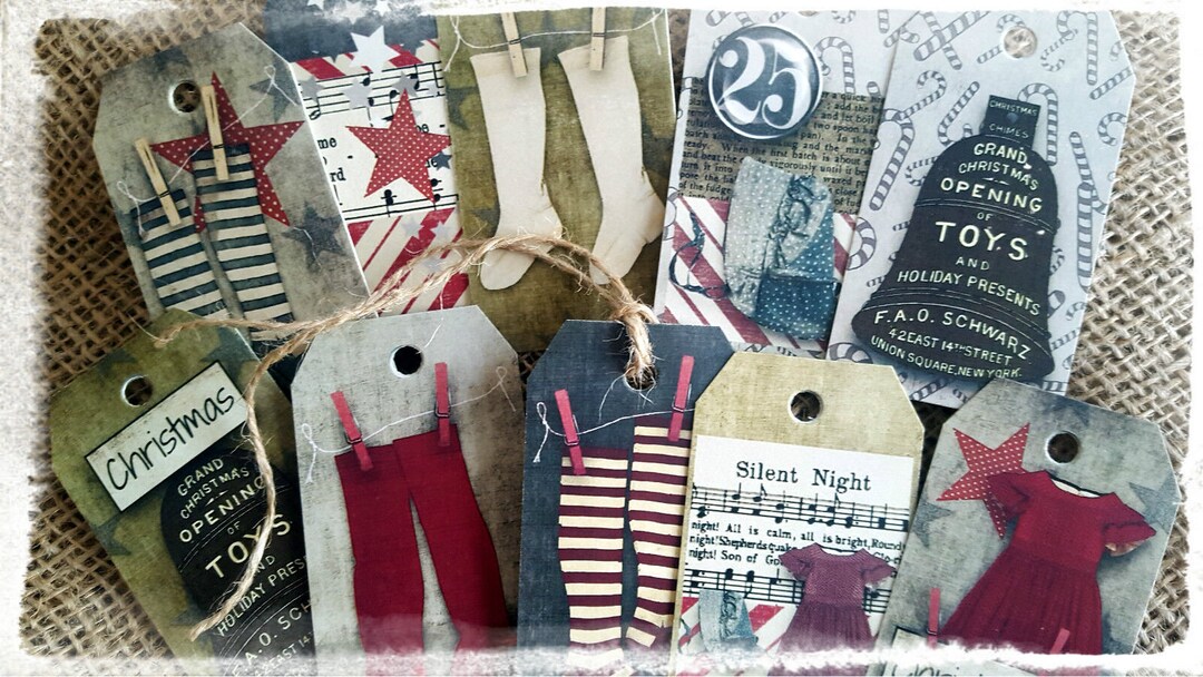 Set of 10 Vintage Primitive Style Christmas Gift Tags - Etsy