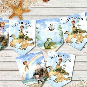 Neverland Peter Pan Bunting Banner & Ribbon - 8 Flags - Etsy