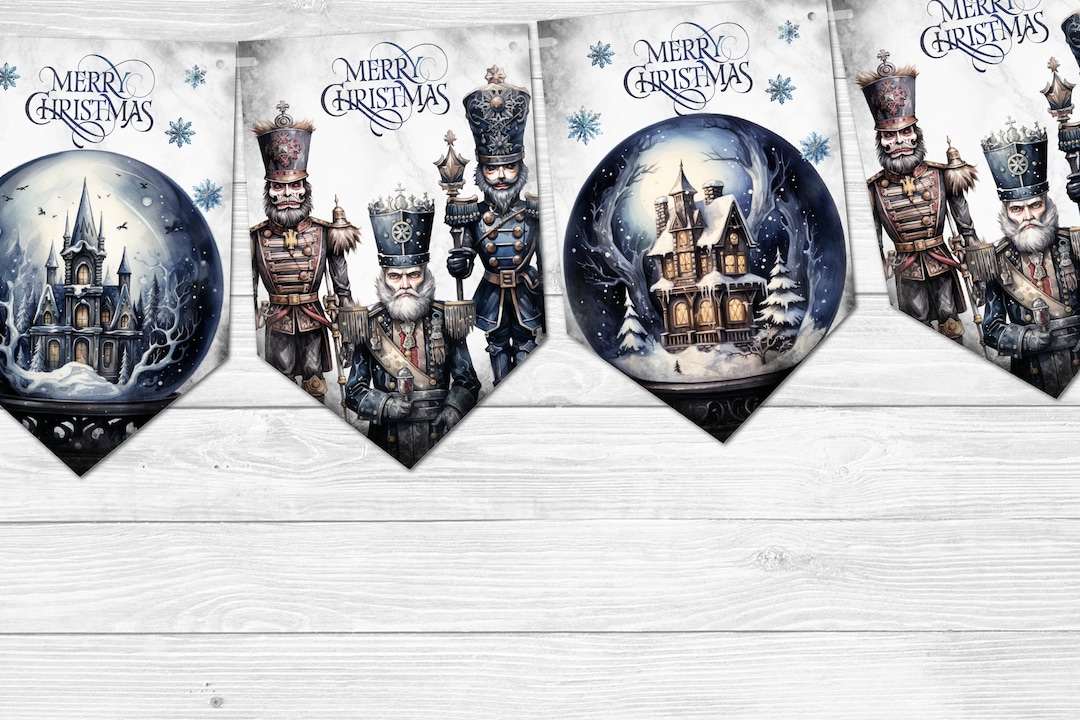 Gothic Snow Globe and Nutcrackers Christmas Bunting Spooky Christmas ...