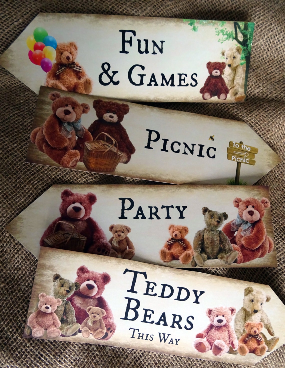 4 Teddy Bear's Picnic Party Decoration Signs Arrows - Etsy