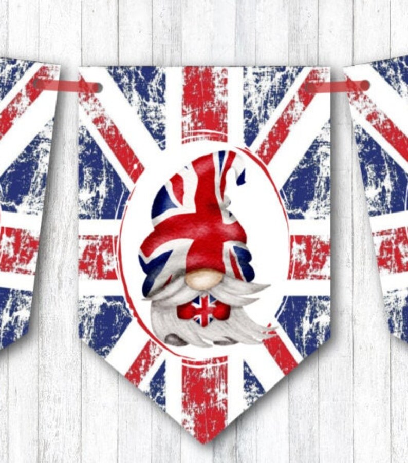 British Union Jack Gnomes Celebration Garden Party Bunting & - Etsy