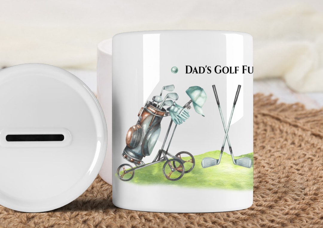 Personalised Ceramic Golf Fund Money Box Savings Pot Gift Idea Mum Dad ...