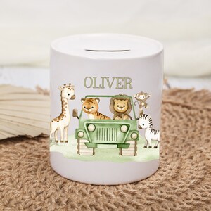 Personalised Ceramic Jungle Safari Money Box Savings Jar - Etsy