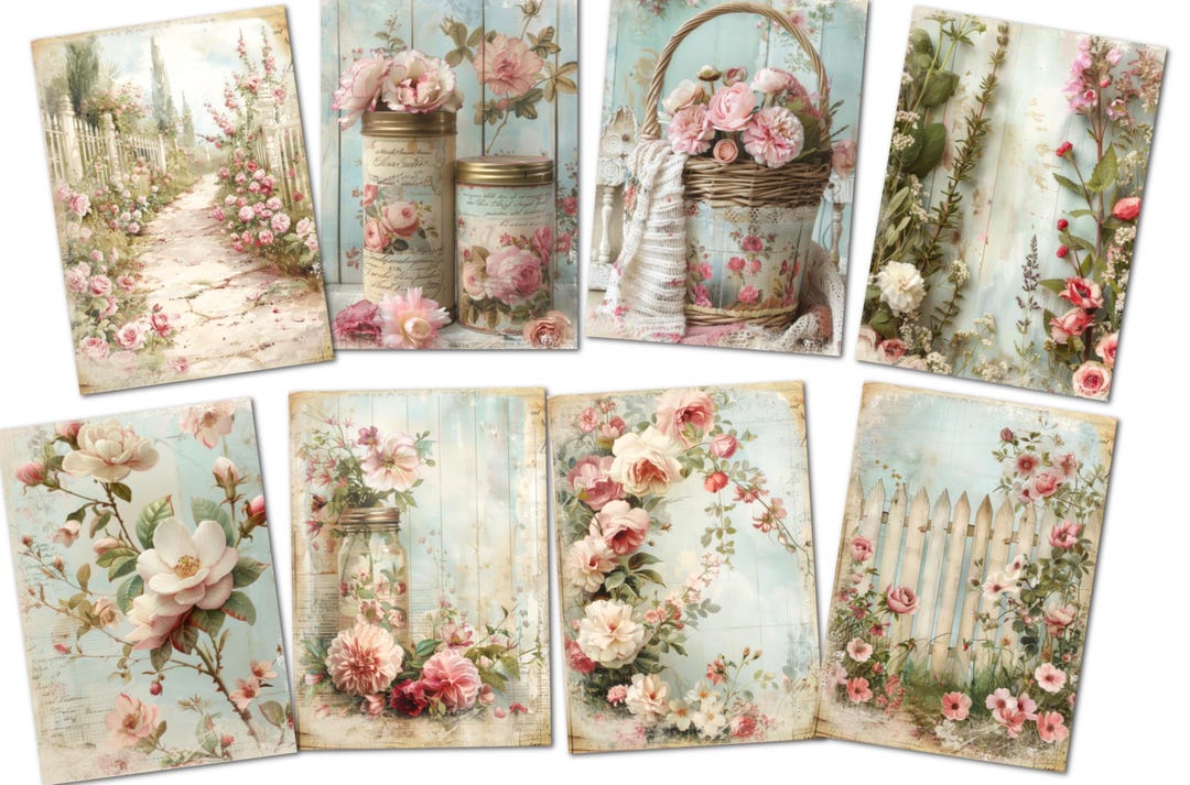 Card Toppers Summer Garden Flowers Shabby Chic Card Making Tags Cards ...