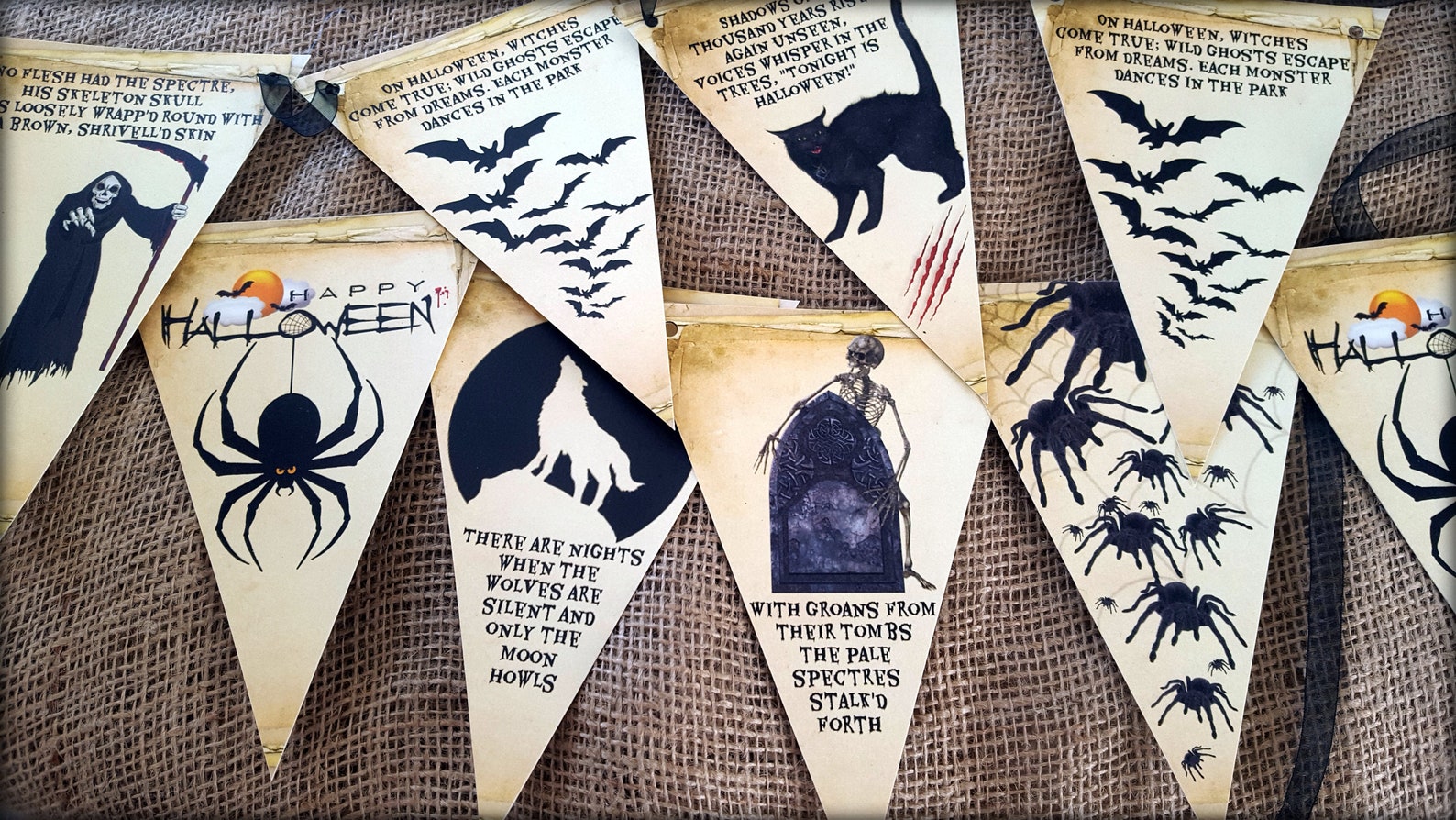 Halloween Bunting/banner Vintage Rhymes and Images - Etsy