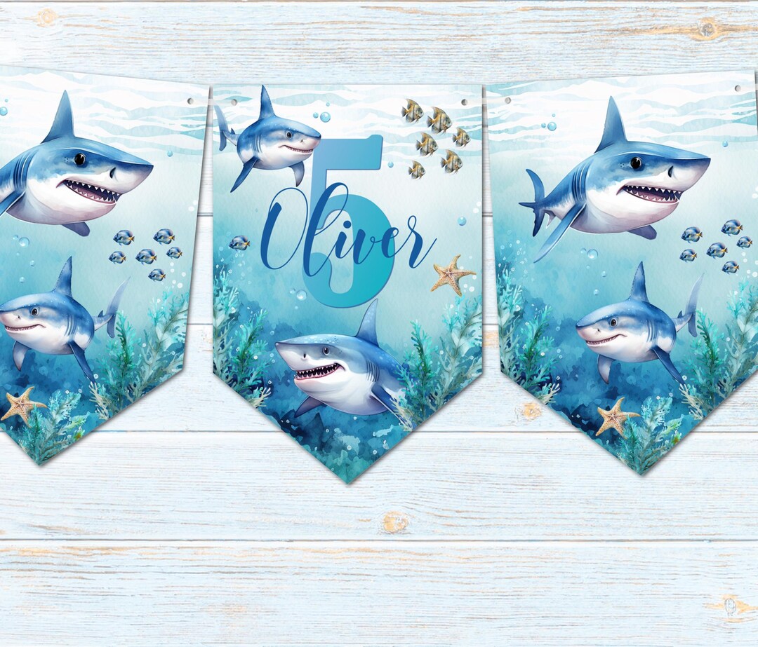 Personalised Under the Sea Shark Party Bunting - Any Occasion - Etsy