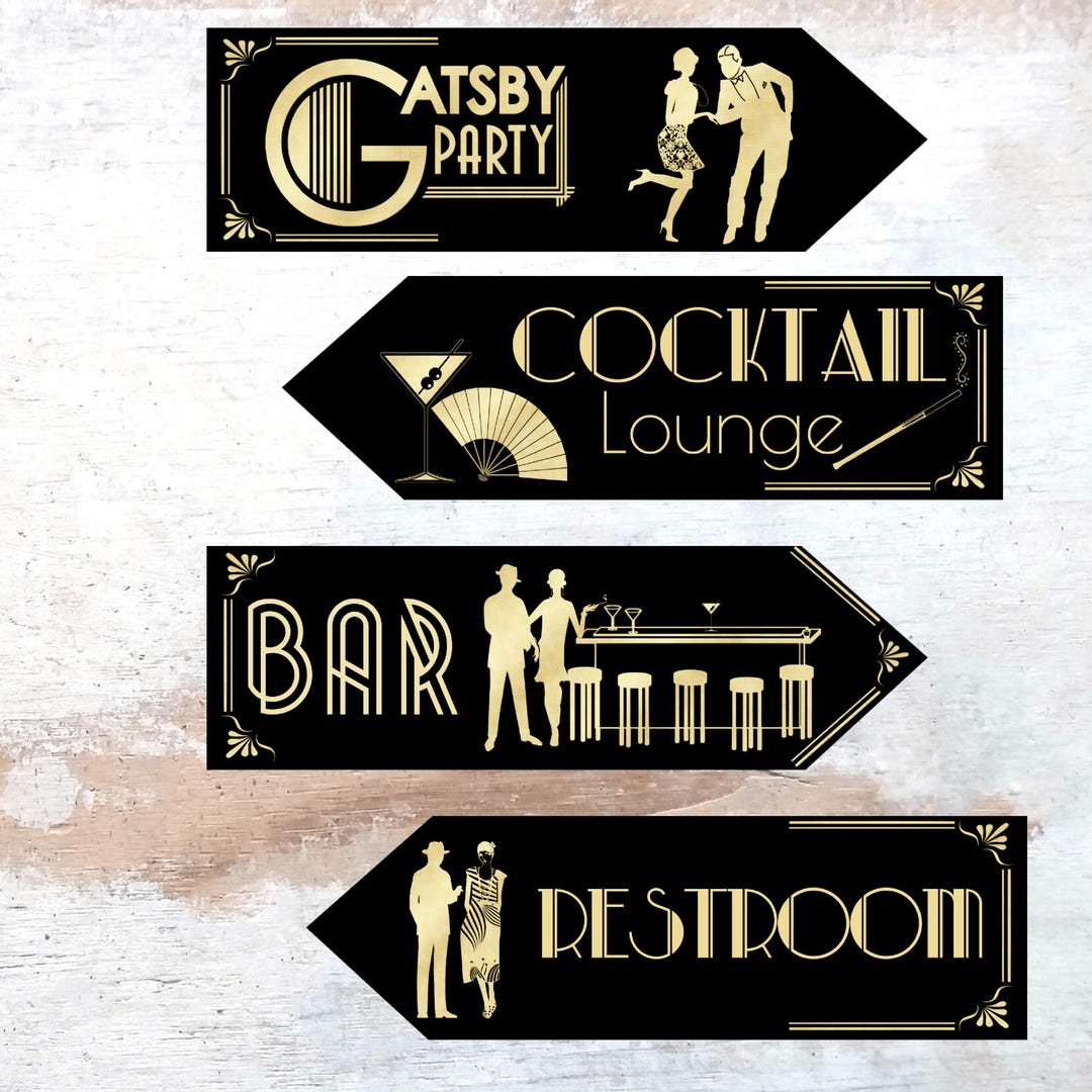 Set of 4 Gatsby 1920's Theme Party Art Deco Decoration Arrow Signs - Etsy