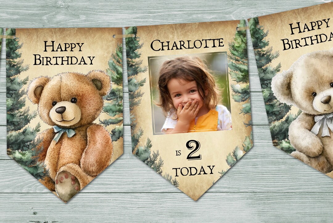 Personalised Photo Teddy Bears Picnic Teddy Bear Bunting/banner ...