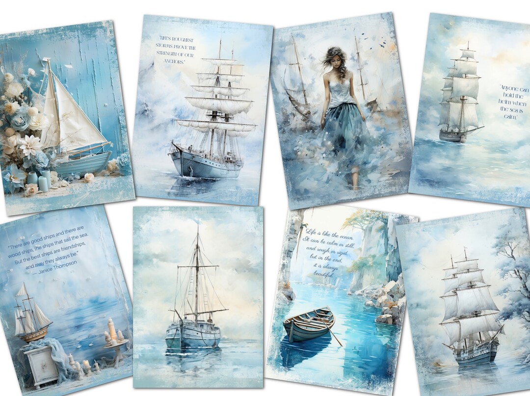 8 Nautical Ship Quotes Watercolour Style Card Making Tags Cards - Etsy